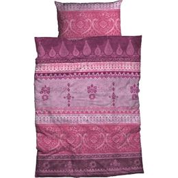 CASATEX Bettw&auml;sche &raquo;Indi&laquo; 3 Stk. romantisch, orientalisch, weich und gem&uuml;tlich lila Biber, Obermaterial: 100% Baumwolle B/L: 200cm x 220cm, 1 Stk., 2 