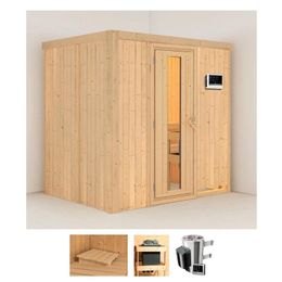 Karibu Sauna &raquo;Finja&laquo; Set, 3,6-kW-Plug & Play Ofen mit externer Steuerung beige Saunaofen, externe Steuerung, 3,6 kW
