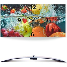 Artland Wanduhr &raquo;Spritzendes Obst auf dem Wasser&laquo; wahlweise mit Quarz- oder Funkuhrwerk, lautlos ohne Tickger&auml;usche bunt B/H/T: 60cm x 30cm x 0,3cm, Quarzuhr