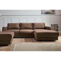 OTTO home Ecksofa &raquo;Hobro L-Form&laquo; in 3 Bezugsqualit&auml;ten in vielen Farben braun Luxus-Microfaser Lederoptik (100% Polyester);Struktur grob (100% 