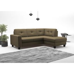 OTTO home Ecksofa &raquo;Varese&laquo; wahlweise mit Schlaffunktion und Bettkasten gr&uuml;n B/H/T: 226cm x 91cm x 170cm, NaturLEDER , Ottomane rechts, ohne 