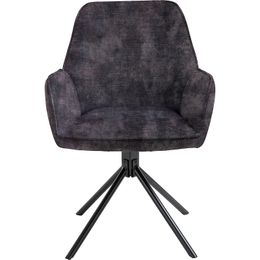 ByLiving Esszimmerstuhl &raquo;Blair&laquo; (Set) 2er-Set, 360 Grad drehbar, gem&uuml;tlicher Sessel, verschiedenen Stoffe grau Metall B/H/T: 60cm x 88cm x 64cm, 