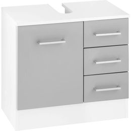 Welltime Waschbeckenunterschrank &raquo;Ribera&laquo; grau MDF wei&szlig;, B/H/T: 60cm x 54cm x 35cm, Schubladen: 3 Stk. T&uuml;ren: 1 Stk.