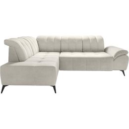Home Affaire Ecksofa &raquo;Lazio modern und bequem, schmale Armlehnen, tolle Detailverarbeitung&laquo; beige 100% Polyester B/H/T: 272cm, Microfaser, Ottomane 
