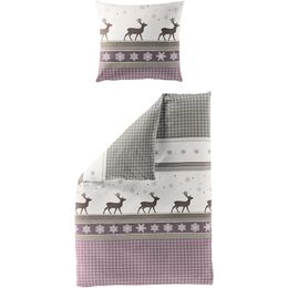 Bierbaum Bettw&auml;sche &raquo;Wichtel&laquo; 2 tlg. 100 % Baumwolle, Biber, unterschiedliche Weihnachts-Designs Biber, Obermaterial: 100% Baumwolle B/L: 155cm x 