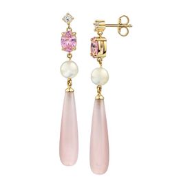 Firetti Damen Paar Ohrstecker &raquo;Schmuck Geschenk Silber 925 Ohrschmuck Ohrringe Tropfen&laquo; mit Zirkonia (synth.), Mondstein, Rosenquarz Silber 925 (