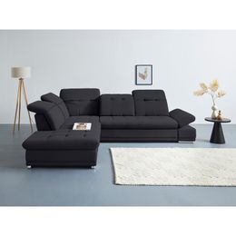 COTTA Ecksofa &raquo;Holiday L-Form mit Sitztiefen-, Armteil- und Kopfteilverstellung&laquo; wahlweise mit Schlaffunktion & Bettkasten schwarz 90% Polyester, 10% 