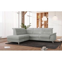 Sit & More sit&more Ecksofa &raquo;Astoria L-Form&laquo; wahlweise mit motorischer Relaxfunktion grau 100% Polyester B/H/T: 256cm x 91cm x 225cm, Flachgewebe, Ottomane links
