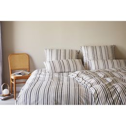 Elegante Bettw&auml;sche &raquo;Waterstripe&laquo; 2 Stk. angenehmes Hautgef&uuml;hl wei&szlig; Interlock-Jersey, Obermaterial: 100% Baumwolle B/L: 155cm x 220cm, 1 Stk., 1 Stk., 