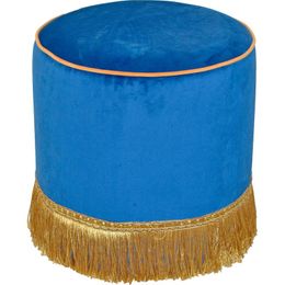 Home Affaire Hocker 1 Stk. tlg. blau Samtbezug 100% Polyester B/H/T: 45cm x 46cm x 45cm, Samt