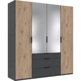 wimex Dreht&uuml;renschrank &raquo;Burgos by fresh to go&laquo; mit extra gro&szlig;en Schubladen, mit Spiegelt&uuml;ren grau Holzwerkstoff B/H/T: 200cm x 216cm x 58cm, Schubladen: 3 