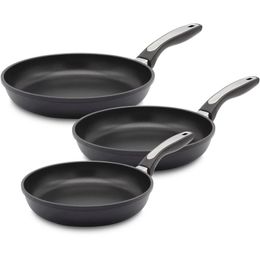 Kr&uuml;ger Pfannen-Set &raquo;Delta&laquo; Aluminiumguss Set, 3 Stk. tlg. &Oslash; 20/24/28 cm, Induktion schwarz Einheitsgr&ouml;&szlig;e
