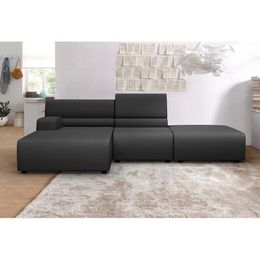 Egoitaliano Ecksofa &raquo;Babouche, Designsofa mit au&szlig;ergew&ouml;hnlichem Sitzkomfort zum Wohlf&uuml;hlen&laquo; schwarz Leder &raquo;BULL&laquo; (echtes Rindsleder). Geschliffenes, pigmentiertes
