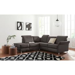 Sit & More sit&more Ecksofa &raquo;Darwin L-Form&laquo; inklusive Federkern, wahlweise mit Kopfteilverstellung, Schlaffunktion grau B/H/T: 249cm x 221cm, Flachgewebe, 
