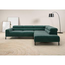 Home Affaire Ecksofa &raquo;Antonelli, L-Form, inkl. Kopfteilverstellung, Breite 276 cm&laquo; ohne Sitztiefenverstellung, in Cord, gr&uuml;n gr&uuml;n 95% Polyester, 5% 