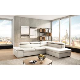 Sit & More sit&more Ecksofa &raquo;Valantine L-Form, B: 272 cm&laquo; mit Arm- & Kopfteilverstellung, optional mit Schlaffunktion wei&szlig; NaturLEDER B/H/T: 272cm x 73cm x 226cm