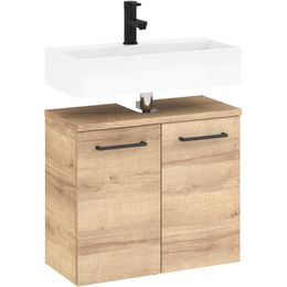 Waschbeckenunterschrank &raquo;Quickset 700, 2 T&uuml;ren mit Softclose&laquo; Holzwerkstoff Riviera Eiche quer Nachbildung, B/H/T: 60cm x 53cm x 33cm, T&uuml;ren: 2 Stk.