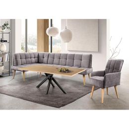 exxpo - sofa fashion Eckbank &raquo;Latte&laquo; moderne Sitz- und R&uuml;ckensteppung, bequem und elegant, hoher Holzfu&szlig; 100% PES B/H/T: 234cm x 95cm x 156cm, 