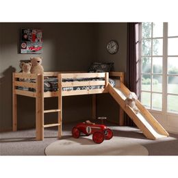 Vipack Hochbett &raquo;Pino, inkl. Rolllattenrost, Leiter, Rutsche und Absturzschutz&laquo; B/H/T ca. 210x114x218cm, Kiefer massiv, stabil und standfest, in 