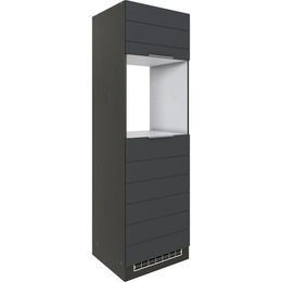 KOCHSTATION Backofenumbauschrank &raquo;KS-Luhe&laquo; 60 cm breit, hochwertige MDF-Fronten mit waagerechter Lisene grau MDF graphit, B/H/T: 60cm x 200cm x 60cm, 