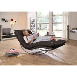 W.Schillig Relaxliege &raquo;daily dreams&laquo; in Waffelkissen-Optik, Schaukelgestell Chrom gl&auml;nzend, in 2 Breiten braun Longlife Xtra-Leder Z59: Glattleder mit