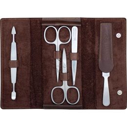 ERBE&reg; Erbe ERBE Manik&uuml;re-Etui &raquo;Tuscany&laquo; Antik-Lederetui mit Zippverschluss, rostfrei braun B/H/T: 160mm x 80mm 5 Stk.