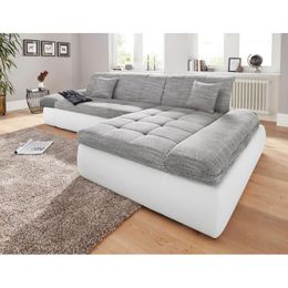 DOMO collection Ecksofa &raquo;PB MORIC wahlweise mit Bettfunktion + Armteilverstellung, L-Form&laquo; im XXL-Format, B/T/H:300/172/80 cm, feine Steppung wei&szlig; 