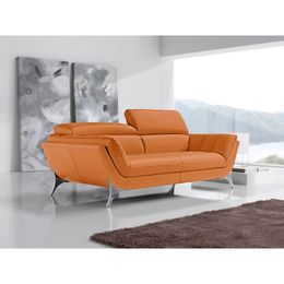 Egoitaliano 2,5-Sitzer &raquo;Sueli, extravagantes Design und erstklassiger Sitzkomfort,&laquo; Bezug Leder, inklusive Kopfteilverstellung orange Leder &raquo;NUVOLE&laquo; (Echtes 
