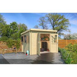 Lasita Maja Gartenhaus &raquo;San Jose 175&laquo; Blockbohlenhaus 28mm beige Massivholz ohne Fu&szlig;boden, ohne Dacheindeckung