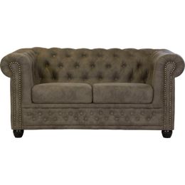 Home Affaire Chesterfield-Sofa &raquo;Rysum&laquo; Chesterfield-Optik, in 2 Bezugsqualit&auml;ten grau Luxus-Microfaser Lederoptik (100% Polyester) B/H/T: 148cm x 72cm