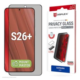 Displex Displayschutzglas &raquo;Privacy Glass Screen Protector mit MountMaster&laquo; f&uuml;r Samsung Galaxy S26+ Displayschutzfolie, Schutzfolie, Bildschirmschutz, kratz- &