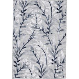 CarpetFine Teppich &raquo;Deja 100&laquo; rechteckig 4 mm H&ouml;he robustes Flachgewebe, Floral Palmenbl&auml;tter, In- und Outdoor, L&auml;ufer grau Polypropylen B : 80cm 1 