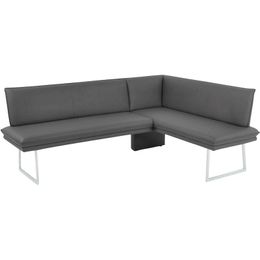 K+w Komfort & Wohnen K+W Komfort & Wohnen Eckbank mit Sattlernaht und schmaler Kufe, langer Schenkel rechts oder links grau B/H/T: 86cm x 60cm, Leder Longlife BRONCO, 