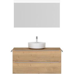 Nobilia Badm&ouml;bel-Set &raquo;Alvene&laquo; vormontiert, mit Soft-Close, 2 Stk. tlg. braun B/H/T: 120,3cmcm x 184,2cmcm x 48,5cmcm, Griffe edelstahlfarbig