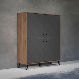 Home Affaire Highboard &raquo;Molveno&laquo; 1 Stk. tlg. Highboard mit 4 T&uuml;ren & Soft-Close - (B/T/H) 123/40/136 cm B/H/T: 123cm x 136cm x 40cm, 4 Stk.