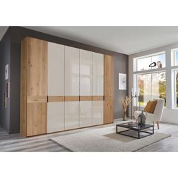 Wiemann Kleiderschrank &raquo;Cardiff&laquo; inkl. T&uuml;rd&auml;mpfung beige Floatglas, Hartfaserplatte, Holzwerkstoff, Massivholz Bianco-Eiche-Nachbildung, B/H/T: 