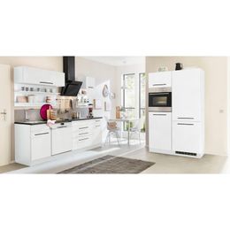 KOCHSTATION K&uuml;chenzeile &raquo;KS-Tulsa&laquo; ohne E-Ger&auml;te, Breite 350 cm, schwarze Metallgriffe, MDF Fronten wei&szlig; B/H/T: 350cm x 60cm