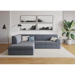 DOMO collection Ecksofa &raquo;Topper zeitlos elegant, kompakte Stellma&szlig;eL-Form&laquo; mit Ottomane, wahlweise mit Schlaffunktion grau B/H/T: 237cm x 78cm x 200cm