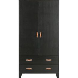 Woood Garderobenschrank &raquo;Dian FSC -Kiefernholz mit Ledergriffe, H 180 x B 94 x T 40 cm&laquo; Schutzlackierte Oberfl&auml;che, einfach zu montierbar, sichtbare 