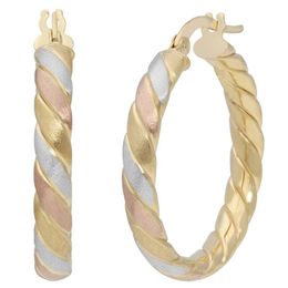 Firetti Damen Paar Creolen &raquo;Schmuck Geschenk Gold 585 Ohrschmuck Ohrringe tricolor&laquo; Gelbgold 585