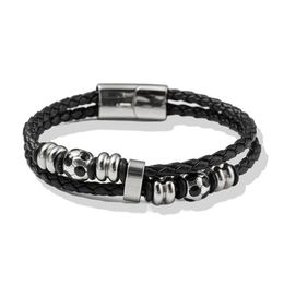 Firetti Armband &raquo;Schmuck Geschenk Edelstahl Leder Armschmuck Armkette Fu&szlig;ball&laquo; Made in Germany schwarz 21cm, Edelstahl Leder