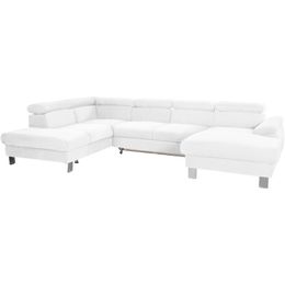 COTTA Wohnlandschaft &raquo;Komaris U-Form, B: 320 cm&laquo; mit Kopfteilverstellung, optional Schlaffunktion, Bettkasten & Licht wei&szlig; Microfaser PRIMABELLE (100%