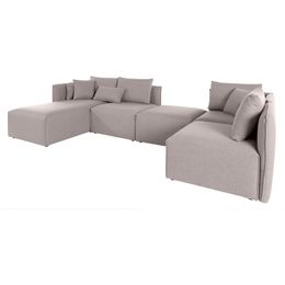 OTTO home Wohnlandschaft &raquo;N&ouml;re U-Form&laquo; 5 Teile, in vielen Bezugsqualit&auml;ten und Farben s. auch "N&ouml;re" grau Struktur fein (100% Polyester);Struktur (100