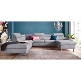 exxpo - sofa fashion Wohnlandschaft &raquo;Maretto, bequem und komfortabel, viel Platz, Breite 330cm, U-Form&laquo; inkl. Kopfteilverstellung f&uuml;r mehr Sitzkomfort