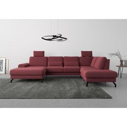 Sit & More sit&more Wohnlandschaft &raquo;Cinturo U-Form&laquo; inklusive Sitztiefenverstellung und Federkern, Sitzh&ouml;he 45 cm rot B/H/T: 345cm x 88cm x 226cm, Soft clean,