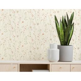 A.S. Cr&eacute;ation Vliestapete &raquo;Attractive 3 &ndash; Wildblumenwiese&laquo; gebl&uuml;mt aufgesch&auml;umt leichter Glanz, fein strukturiert beige Vlies B/L: 0,53m x 10,05m, Rollen: 1