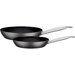 GSW Pfannen-Set &raquo;Avanti&laquo; Karbon-Stahl Set, 1x Bratpfanne &Oslash; 24 cm, 1x Bratpfanne &Oslash; 28 cm, 2 Stk. tlg. Induktion grau &Oslash; 28cm
