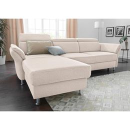Sit & More sit&more Ecksofa &raquo;Avignon L-Form&laquo; Kopfteilverstellung, wahlweise mit Schlaffunktion und Bettkasten beige Flachgewebe (90% Polyester, 10% Polyamid);