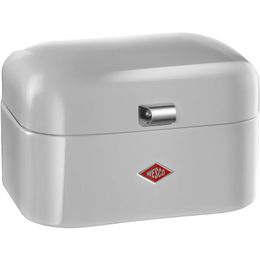 Wesco Brotkasten &raquo;Single Grandy - Brotdose&laquo; L&uuml;ftungsl&ouml;cher auf der R&uuml;ckseite, Metallschaniere grau Stahlblech B/H/L: 26,8cm x 17,5cm x 22cm