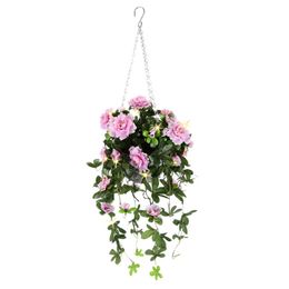 I.GE.A. Kunstblume &raquo;K&uuml;nstliche Blume 'Bougainvillea' mit LED-Girlande 75cm H&auml;ngeampel&laquo; Kunstpflanze Schmetterlingsflieder Balkonpflanze Deko Party 